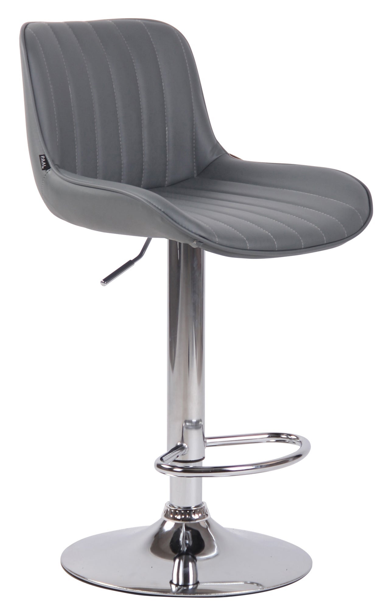 Tabouret de bar chaise haute x1 en PVC gris coutures verticales support ...