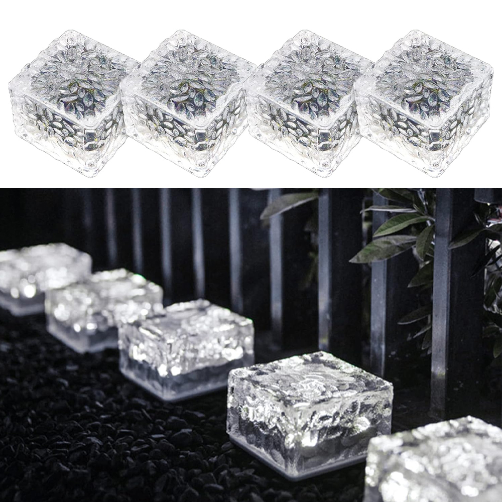 Luces solares de PVC con forma de ladrillo de hielo y sensor,7x7x5cm ...