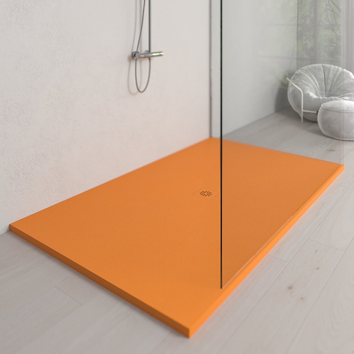 Receveur de douche XXL extra large 130x180 ORANGE PÂLE en résine ...