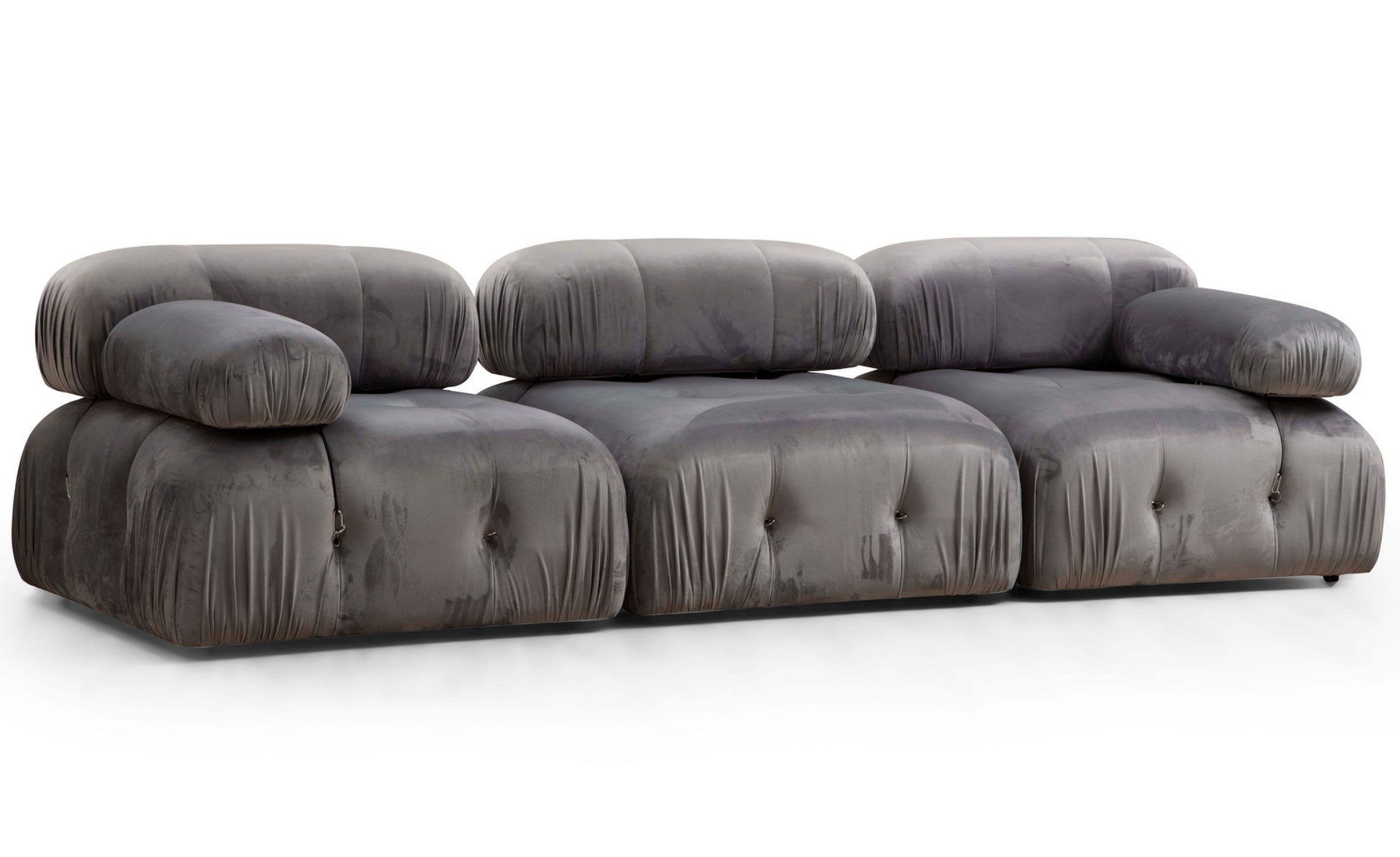 Canapé modulable 3 places Nourhane Velours Gris | Leroy Merlin