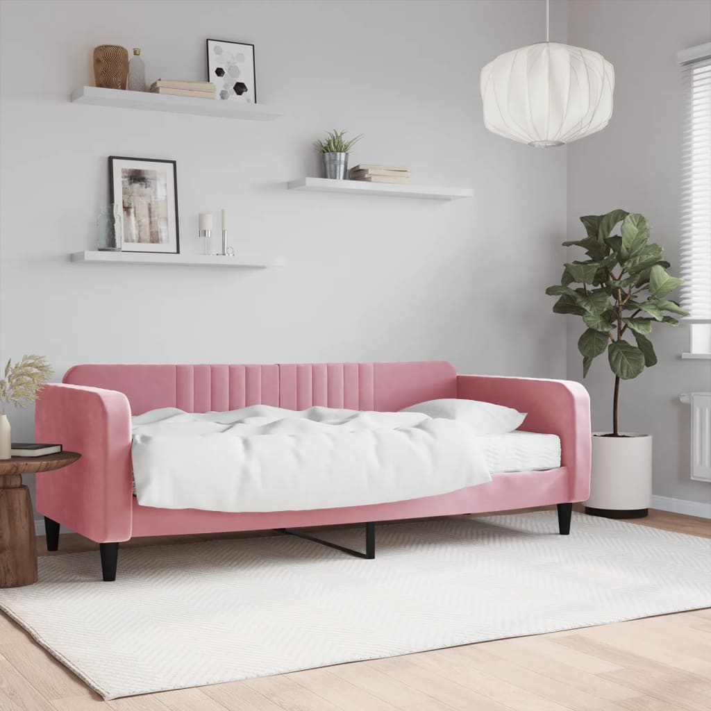 Maison Exclusive - Sofá cama con colchón terciopelo rosa 90x200 cm ...