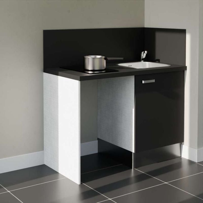 Kitchenette K08L-PT - 120 cm avec plan de travail et évier - Façade ...