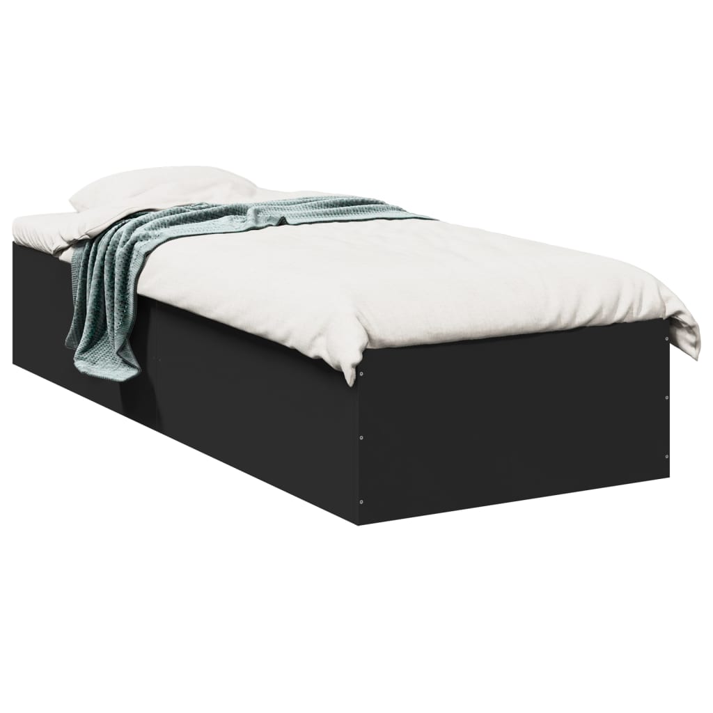 Estructura de cama negra de madera contrachapada 90x190 cm | Leroy Merlin