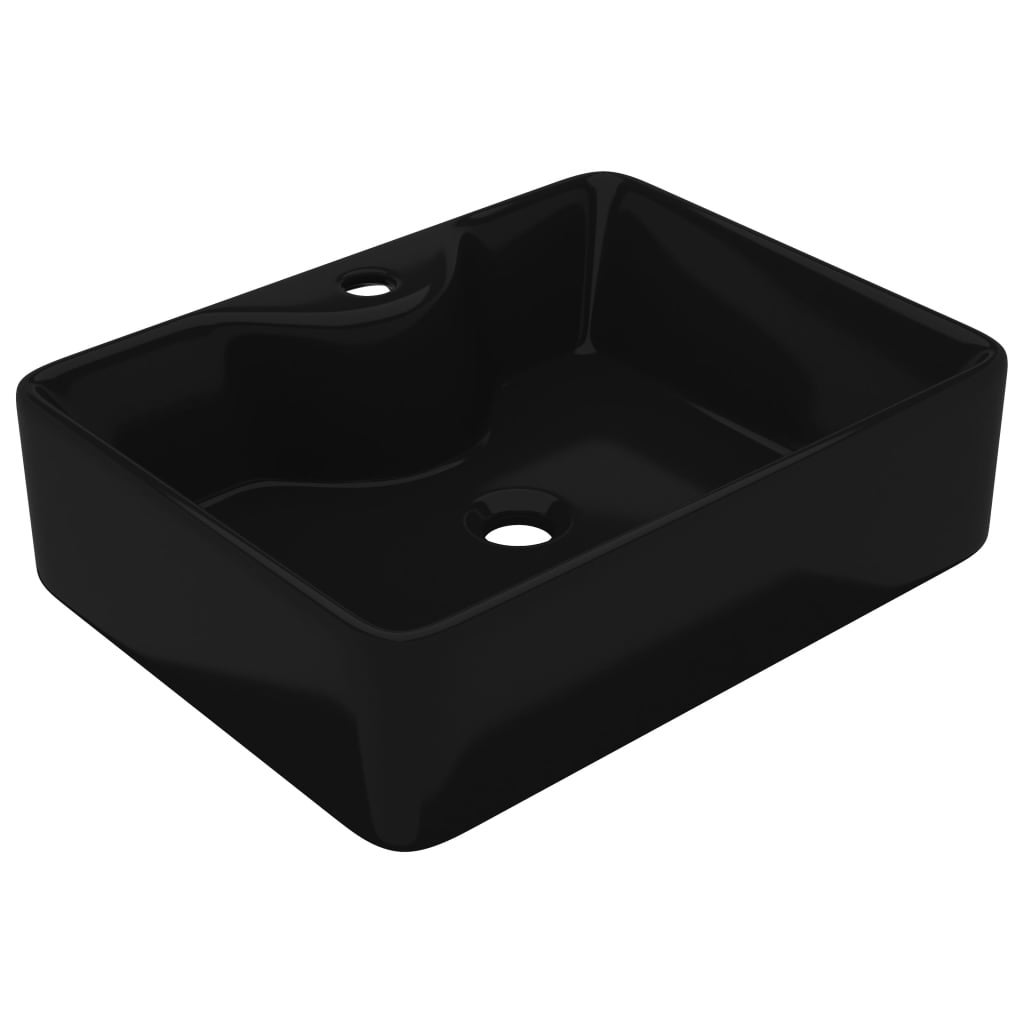 Lavabo cuadrado con orificio para grifo 48 x 37 cm cerámico para baño ...
