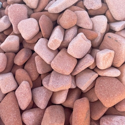 Lot de 4 sacs de +/- 20 kg - Galet Orange Brique Roulée 25/40 | Leroy ...