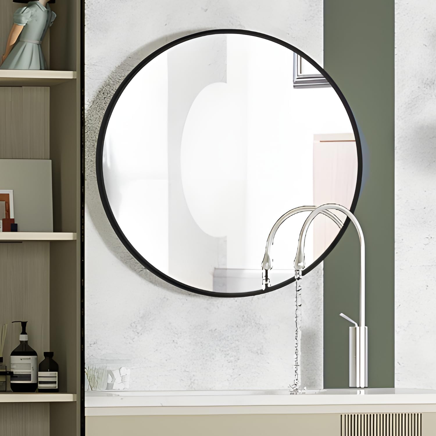 CASSILANDO Miroir rond noir diamètre 70 cm, miroir mural rond, grand ...