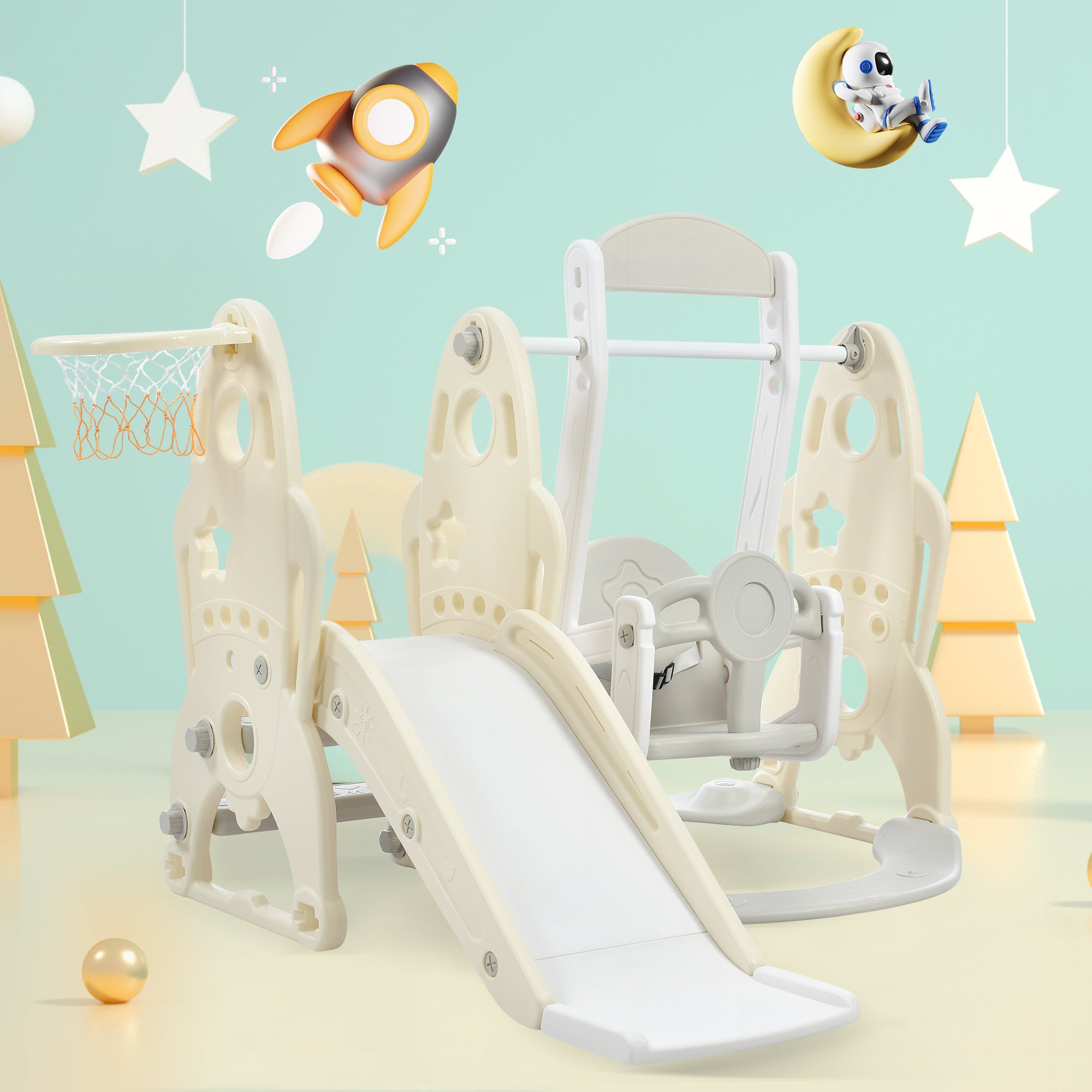 Ensemble Toboggan Et Balançoire Pour Tout Petits 4 En 1 Ensemble De