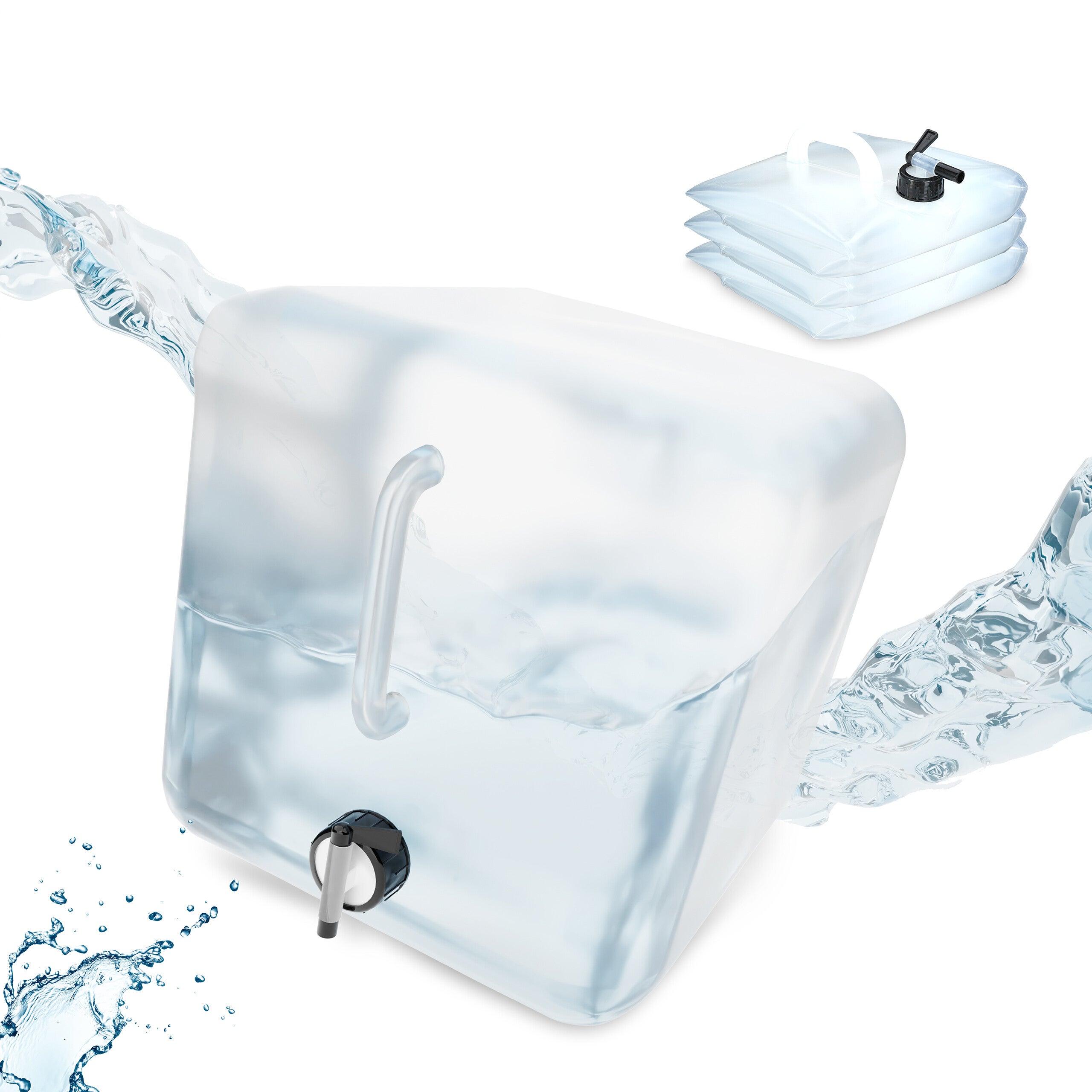 Jerricans carrés pliants en lot de 4, contenant à eau, avec robinet ...