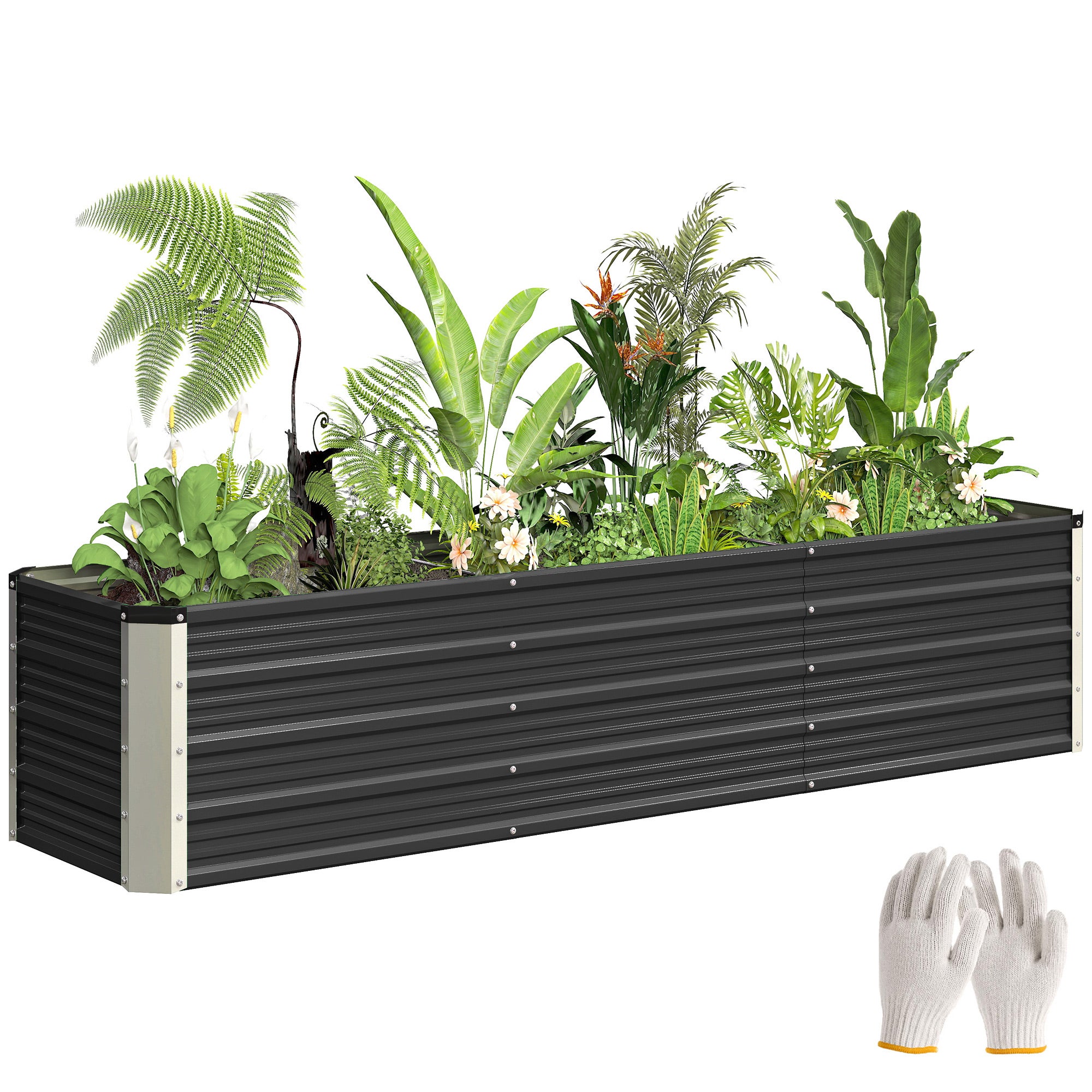 Jardinière surélevée en acier avec gants, potager carré surélevé pour ...