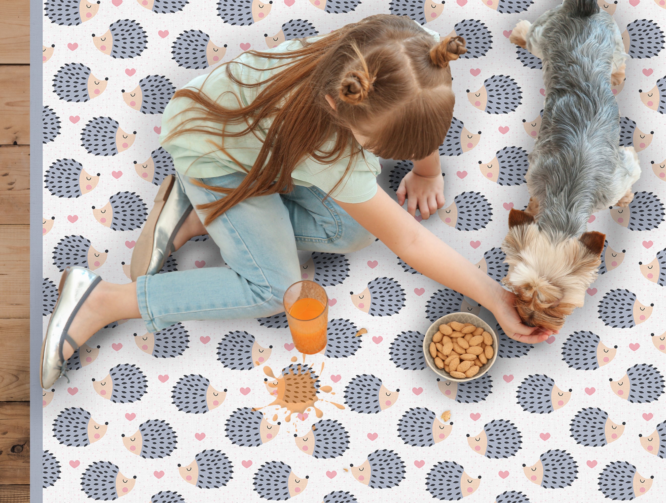 Tapis antidérapant en vinyle pour enfants Erizos y corazones 66x100 cm ...