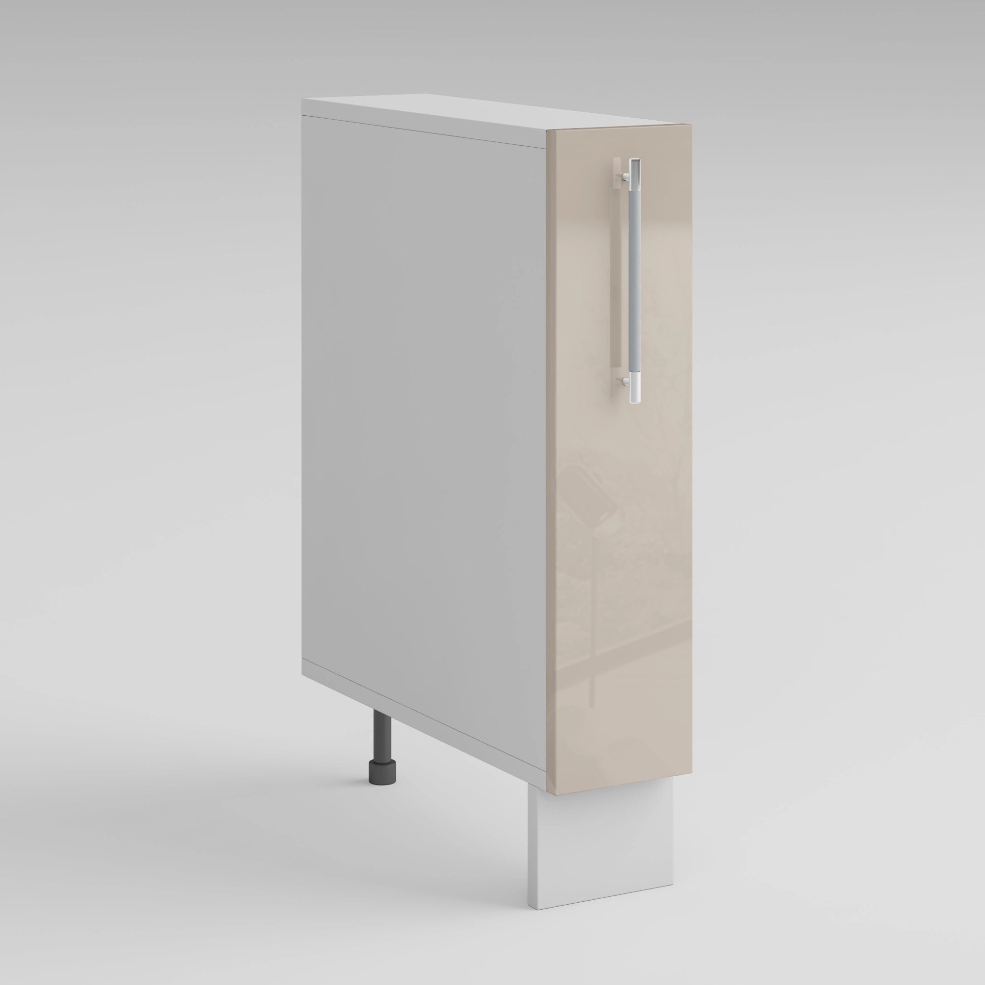 Meuble bas de cuisine beige laqué 1 porte panier coulissant Inox L 15 x ...