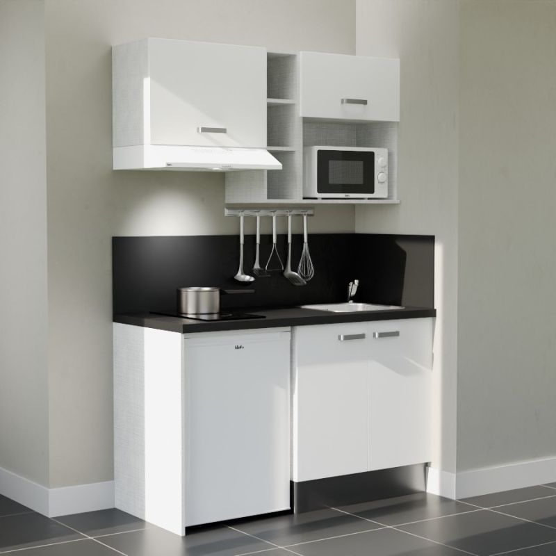 Kitchenette K13L-PT - 140 cm - plan stratifié, évier inox, - Façade ...