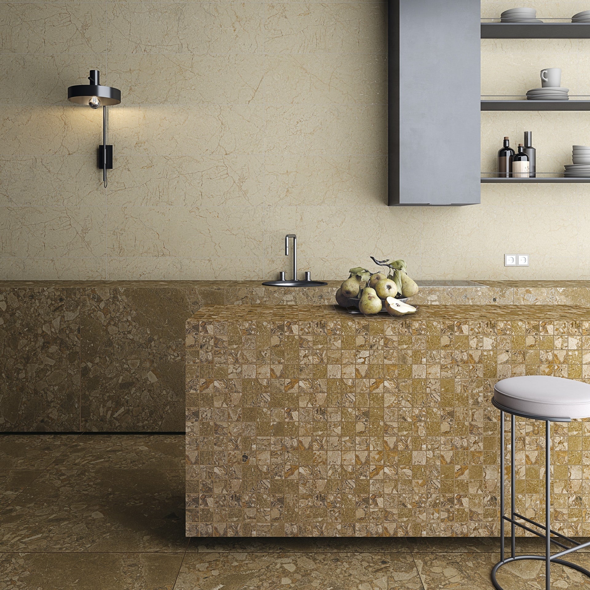 Carrelage faïence mur effet terrazzo beige 32x99 cm CREAM R OASIS ...