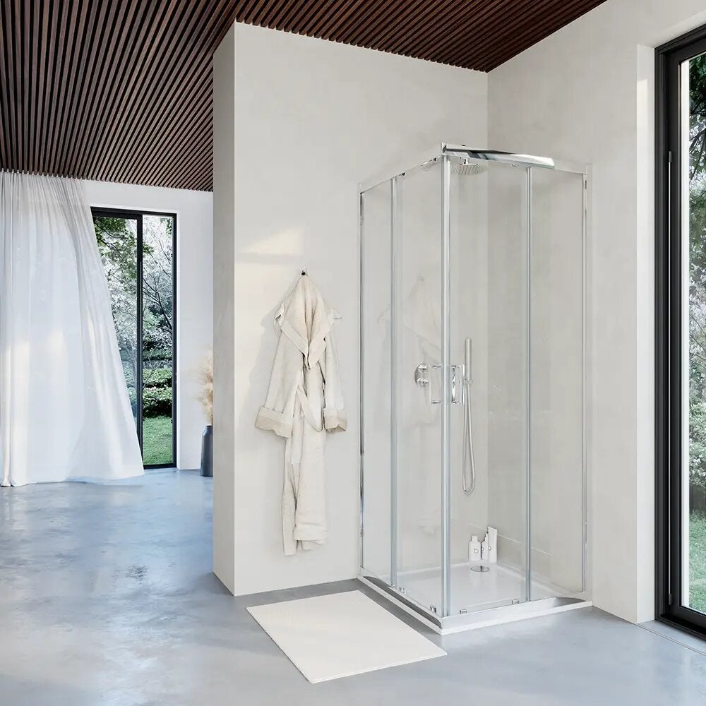 Cabina de ducha 70x100 cm doble corredera cristal 6 mm transparente ...