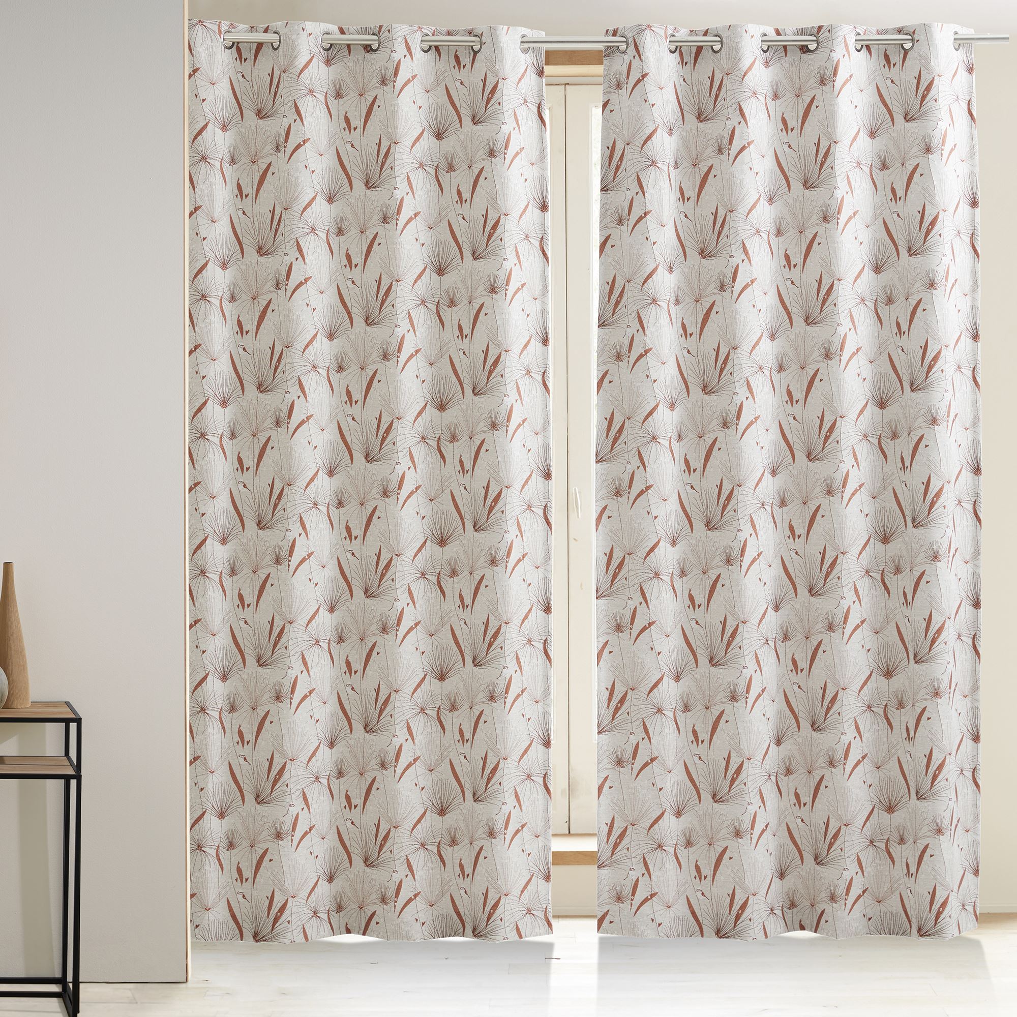 Lot de 2 rideaux MIYAJIMA 140x180 rouge tomette en polyester | Leroy Merlin