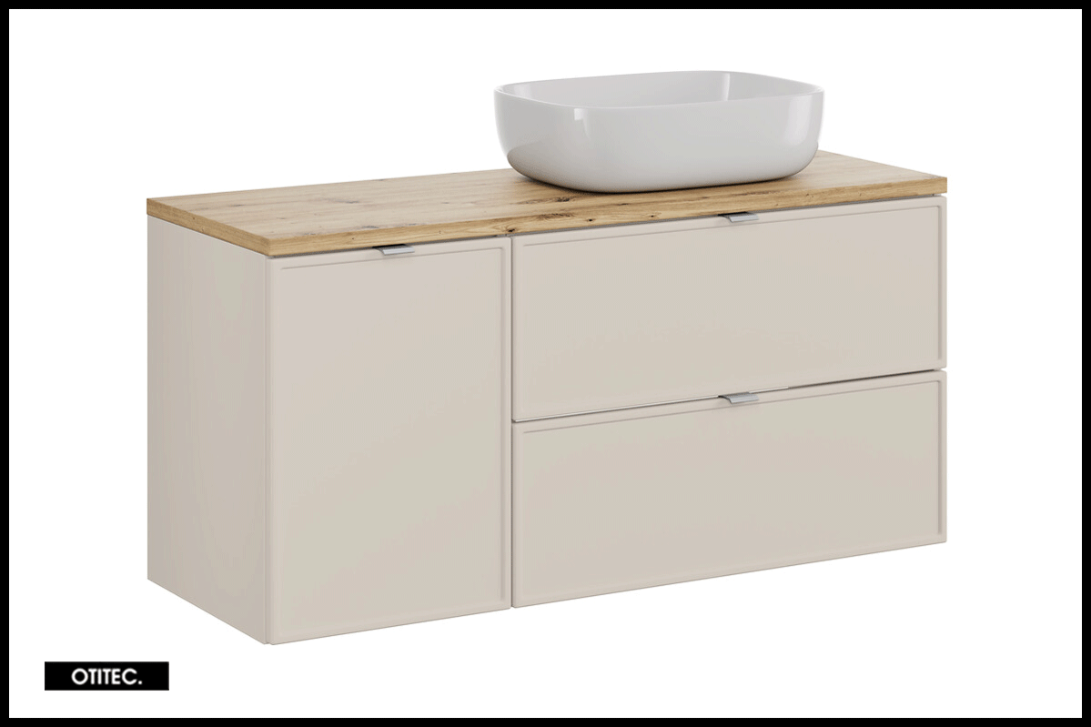 Ensemble meuble de 120 cm - Avec Plan - Avec vasque à poser - Haut Meuble - BELLA | Leroy Merlin