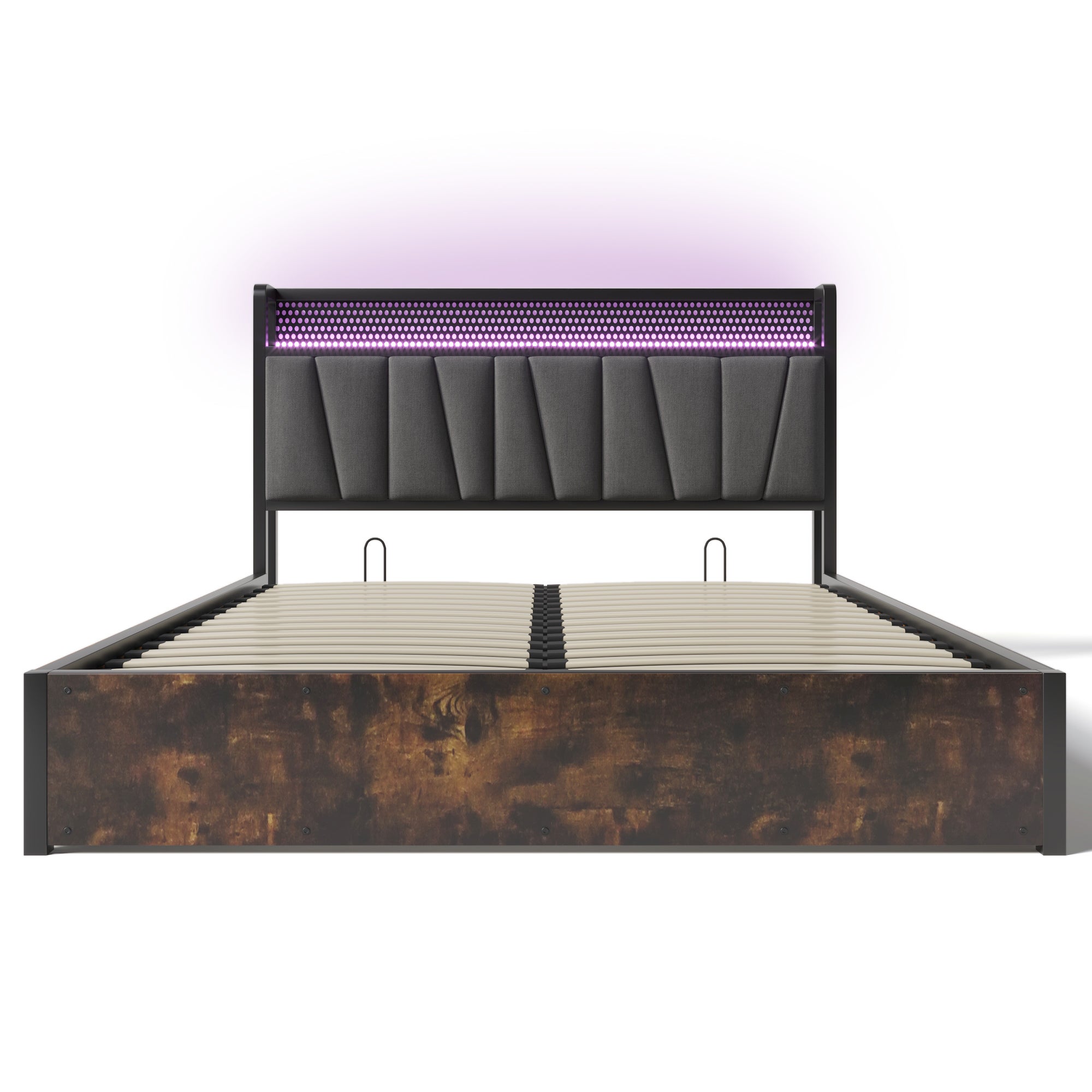 Lit double Lit adulte 160x200 cm avec rangement - LED + USB, lin gris ...