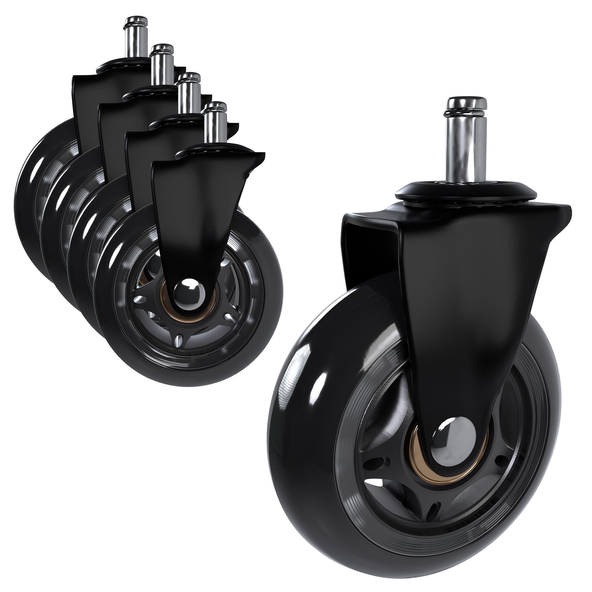 Juego de 5 ruedas para suelo duro Negro | Leroy Merlin