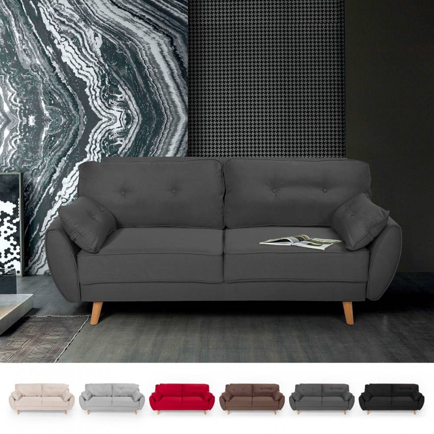 Sofá cama reclinable de diseño nórdico clic clac 3 plazas en tejido ...