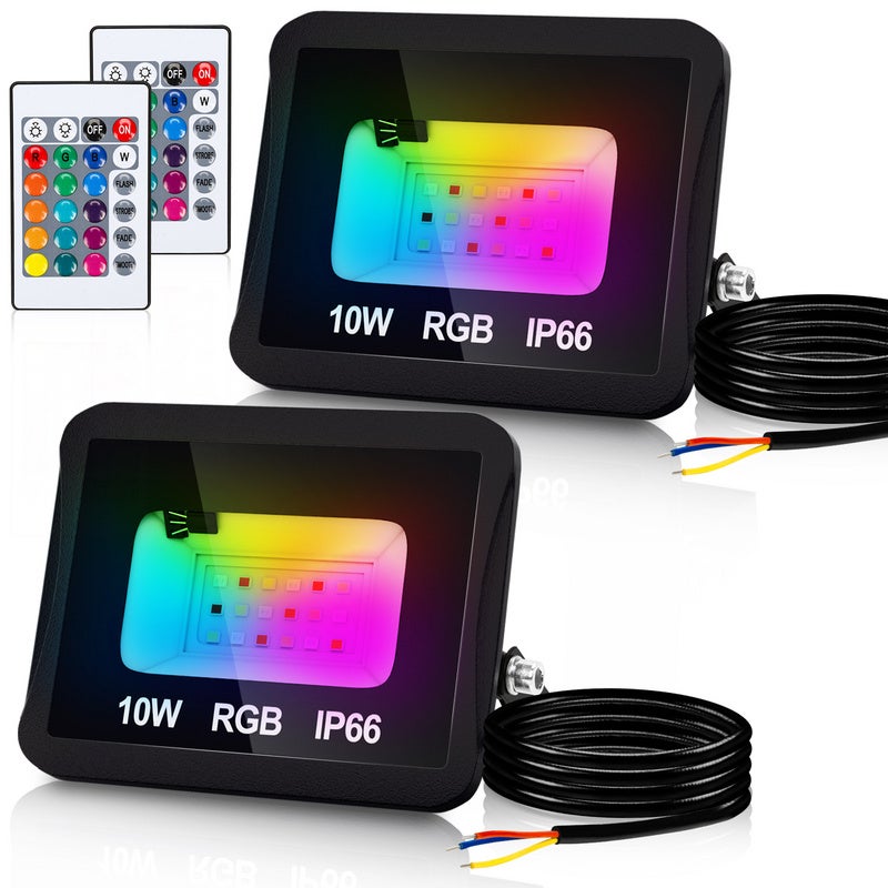 Foco LED RGB con control remoto, 2 focos LED RGB de 10 W para ...