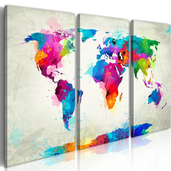 Tableau Cartes du monde World Map: An Explosion of Colors 60x40 cm ...