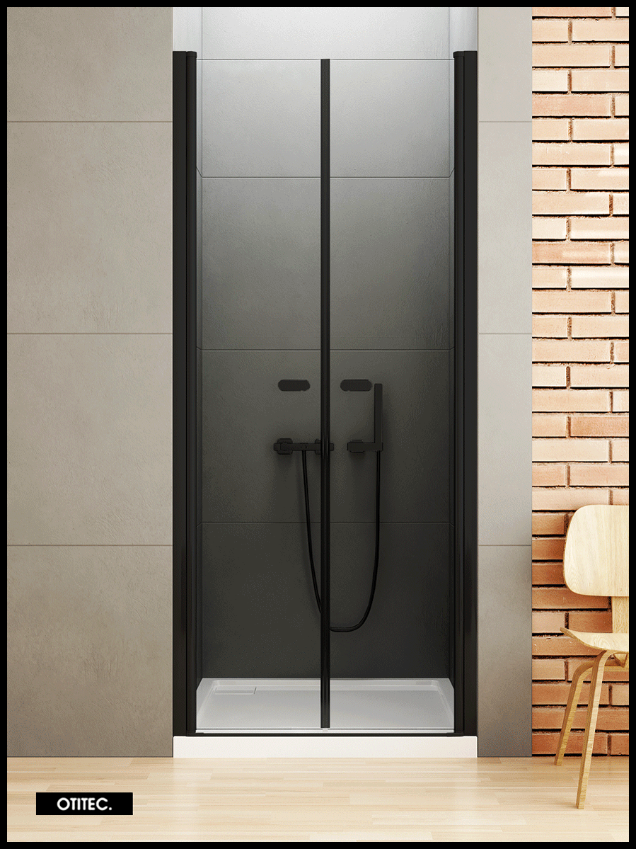 Porte de Douche Italienne Double Battante - 80 x 195 - NOIR MAT - NEW ...
