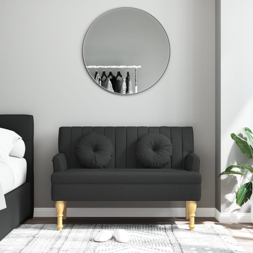 Banc d'intérieur | Banc avec coussins noir 113x64,5x75,5 cm tissu ...