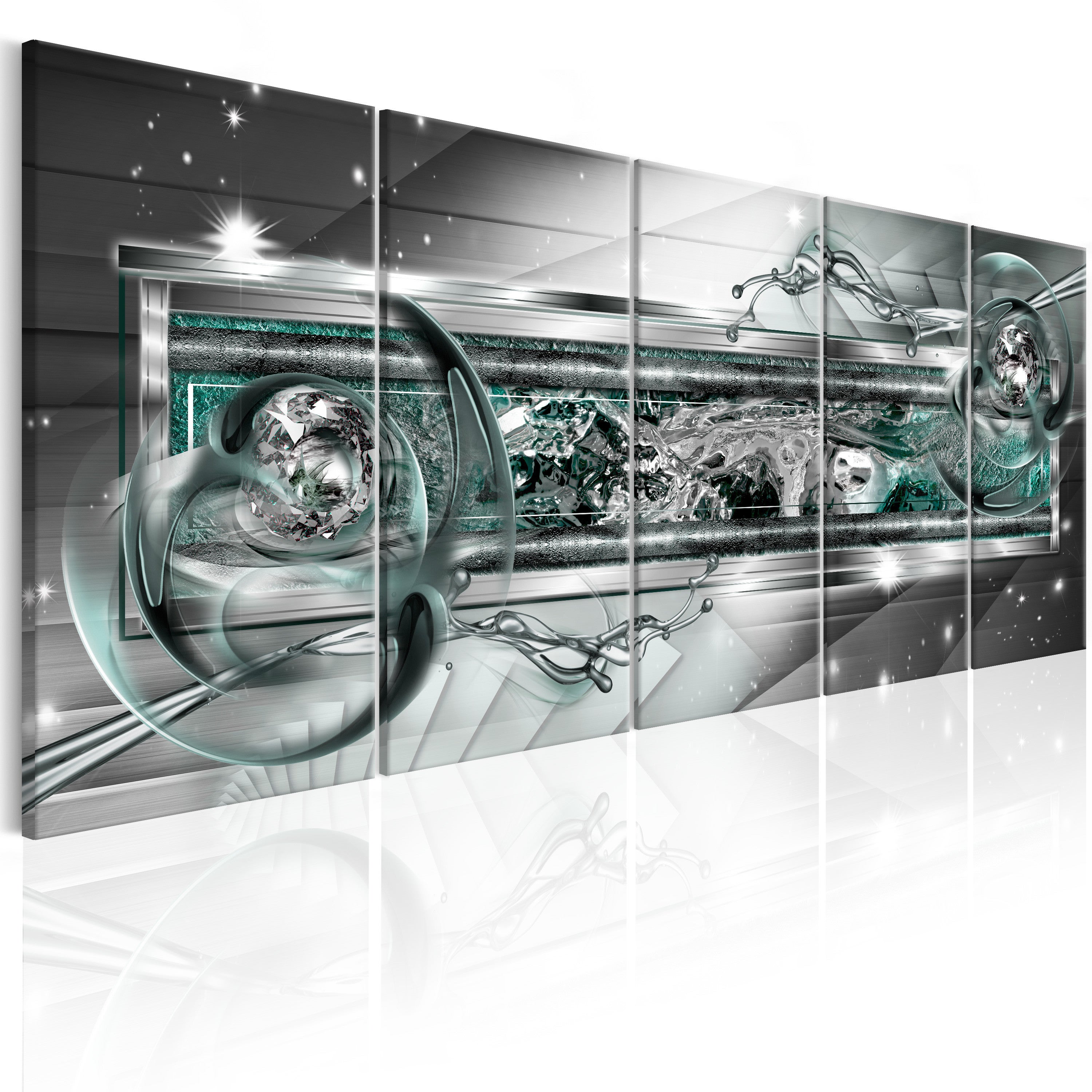 Tableau Turquoise Explosion - L 225 x H 90 cm | Leroy Merlin