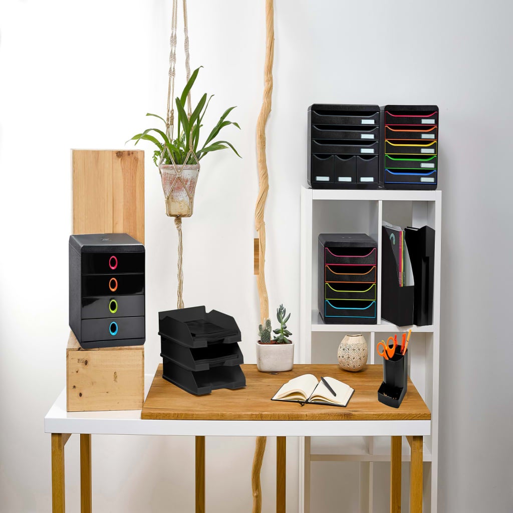 Set de tiroirs de bureau Pop-Box avec 4 tiroirs Noir Exacompta | Leroy ...
