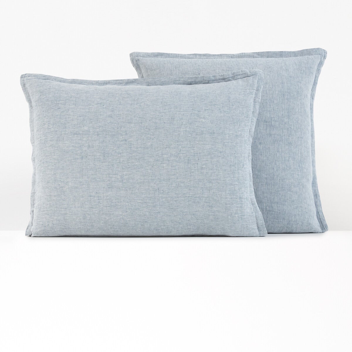 Taie d'oreiller en lin lavé, Linot - Bleu chambray - 65 x 100 cm ...