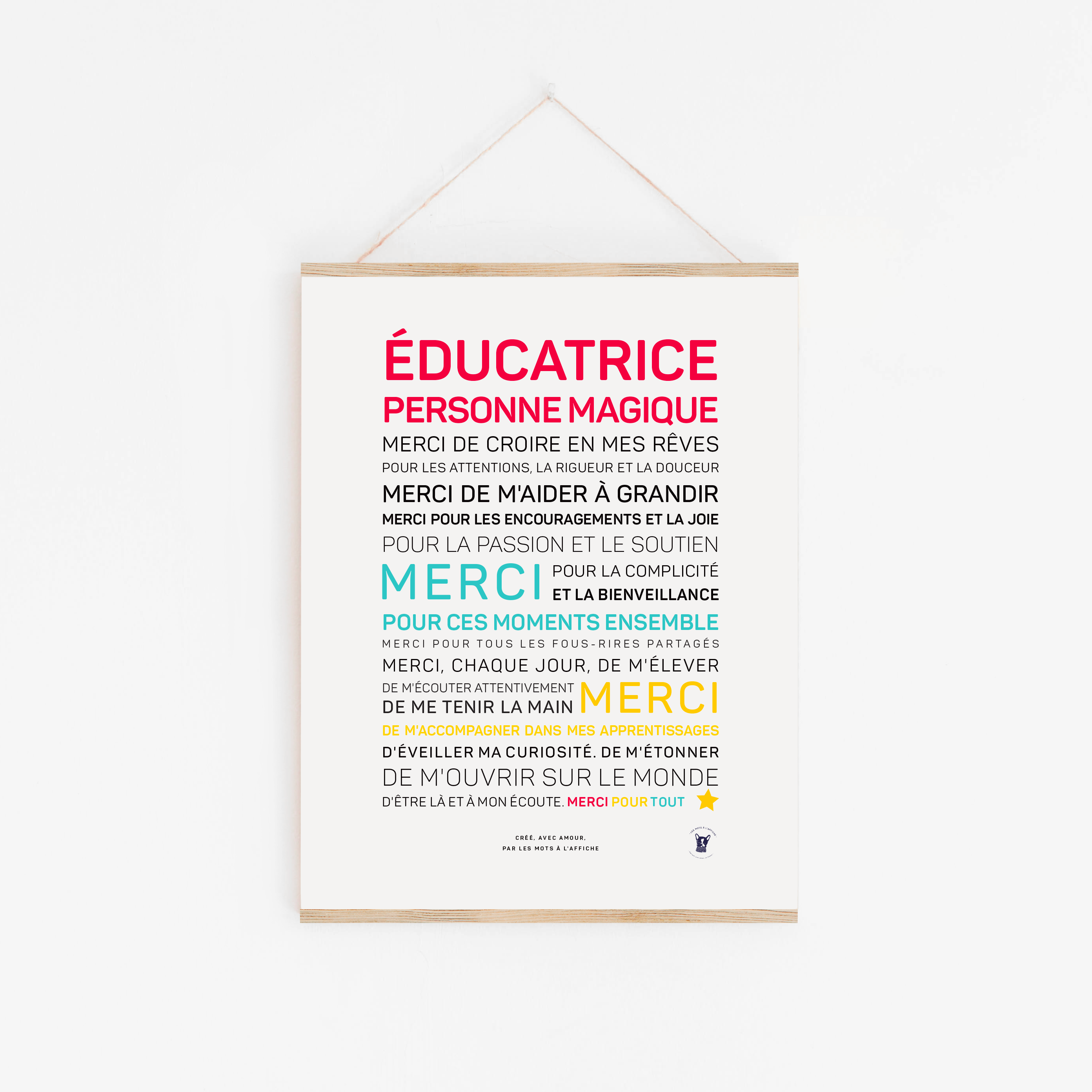 Affiche imprimée A4 "Éducatrice, personne magique (couleurs)" (Poster ...