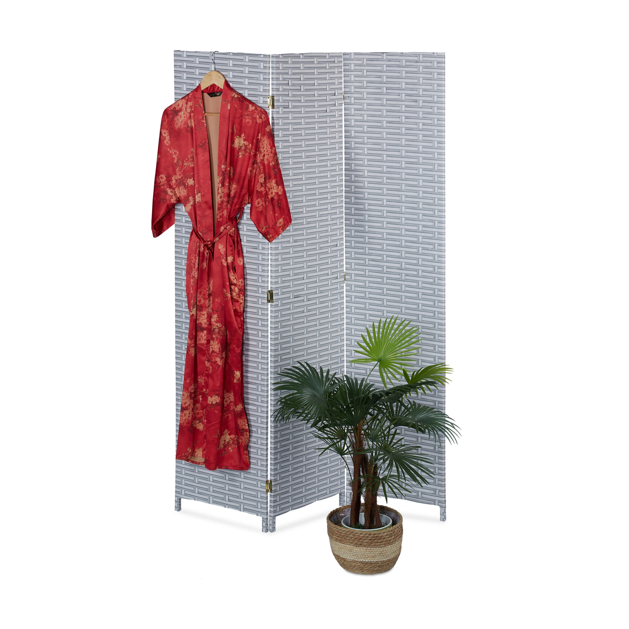 Relaxdays Biombo 3 Paneles Plástico y Madera, Divisor Espacios Plegable ...