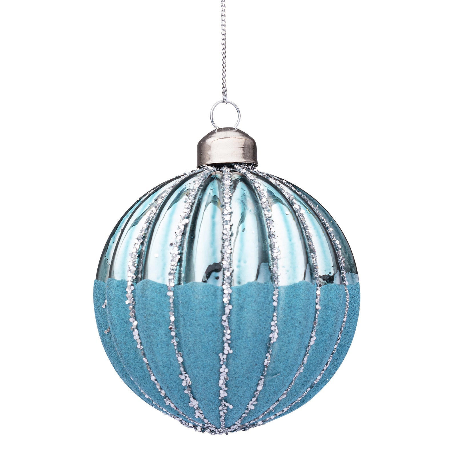 Boules de Noël en verre décorées bleu clair / boules de 6 x 8 cm ...