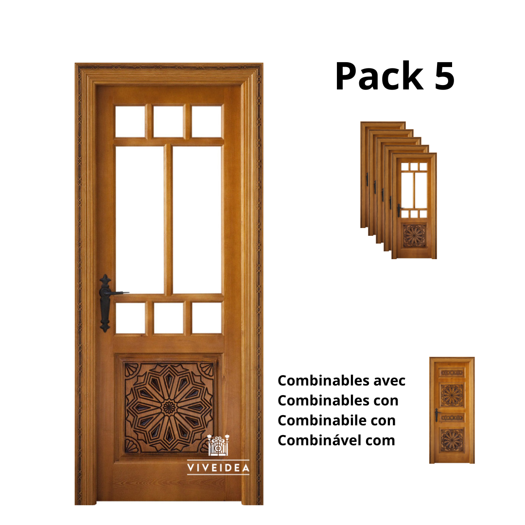 PACK 5 Porte intérieure un vantail, rustique, sculptée, artisanal, bois ...