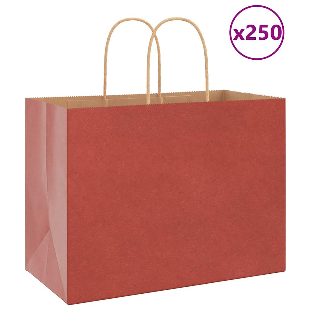 Sacs en papier kraft 250 pcs，Sacs kraft avec poignées rouge 32x17x25 cm ...