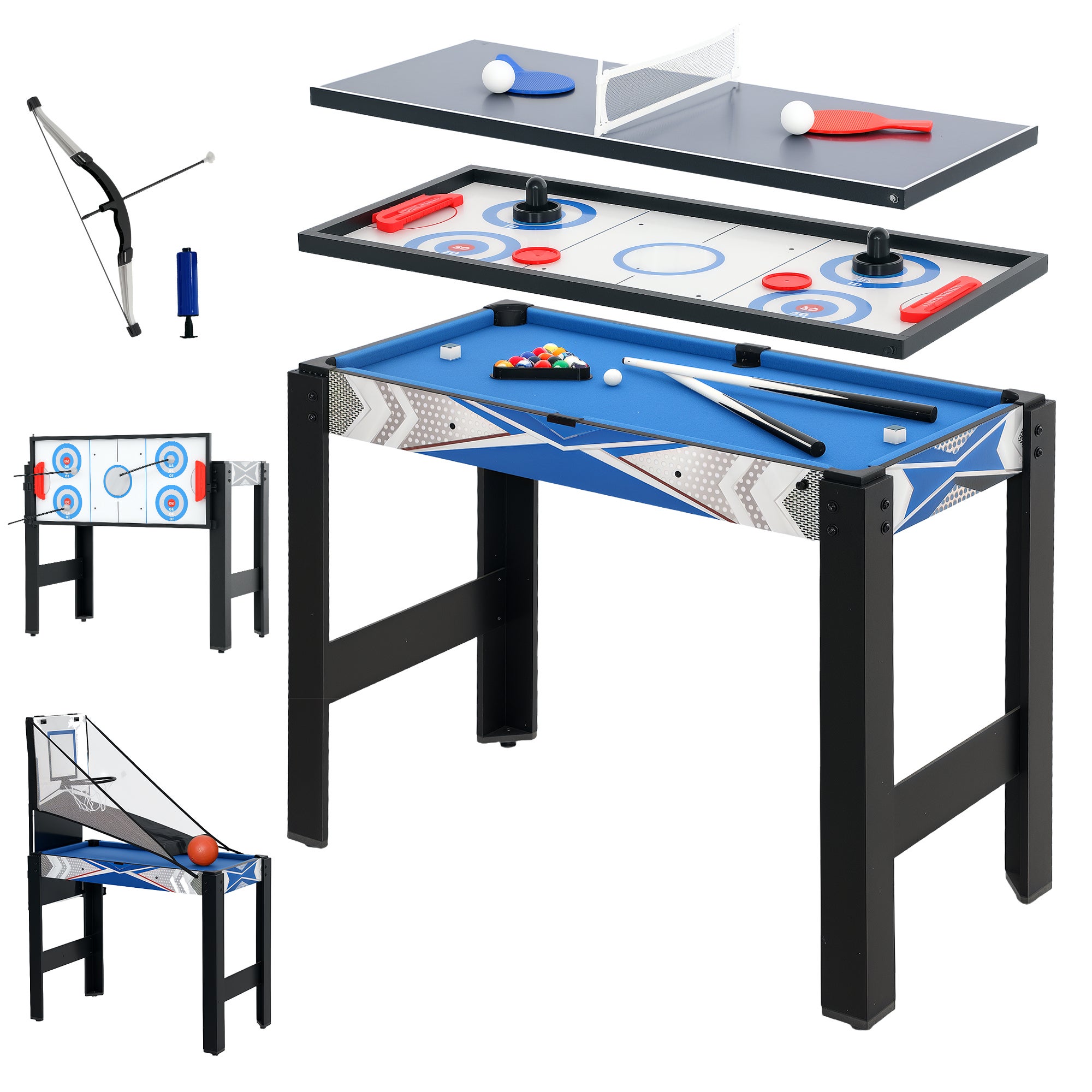 Table de jeux multifonctions 5 en 1, ping-pong, jeu de palets, mini ...