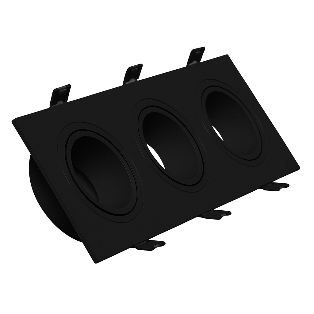 Aro Foco Downlight 3xGU10 Policarbonato Rectangular Negro | Leroy Merlin
