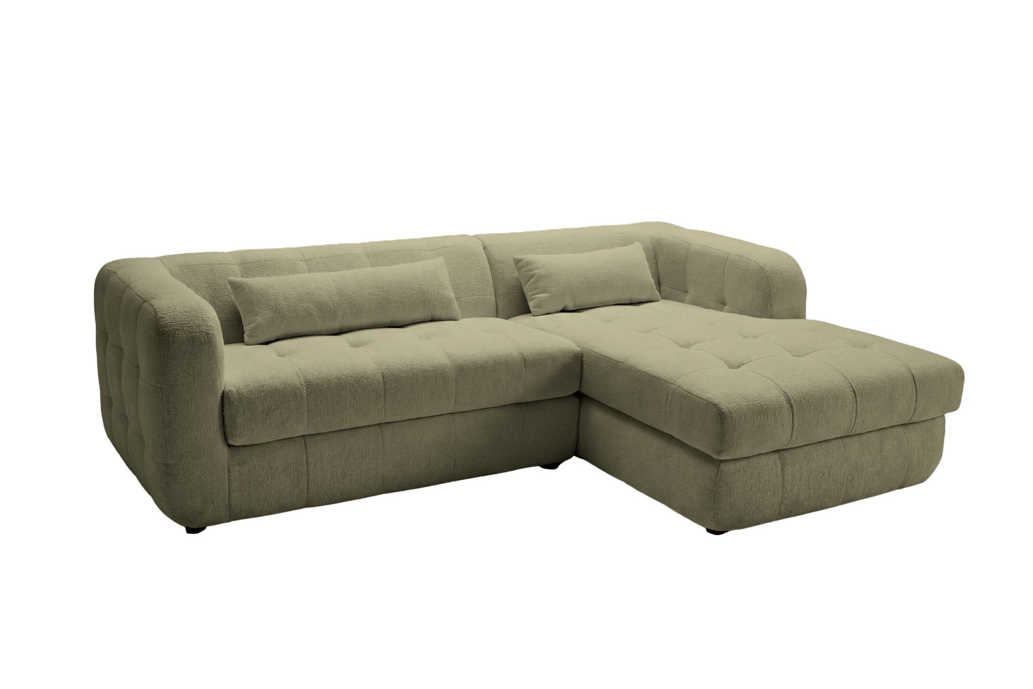 ARLETTE - Canapé d'angle tissu chenille 4 places Gauche - Vert | Leroy ...