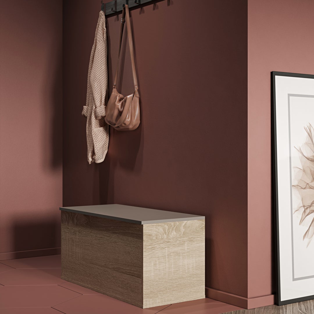 Coffre-banc KNIGHT - chêne naturel et taupe - SYMBIOSIS | Leroy Merlin