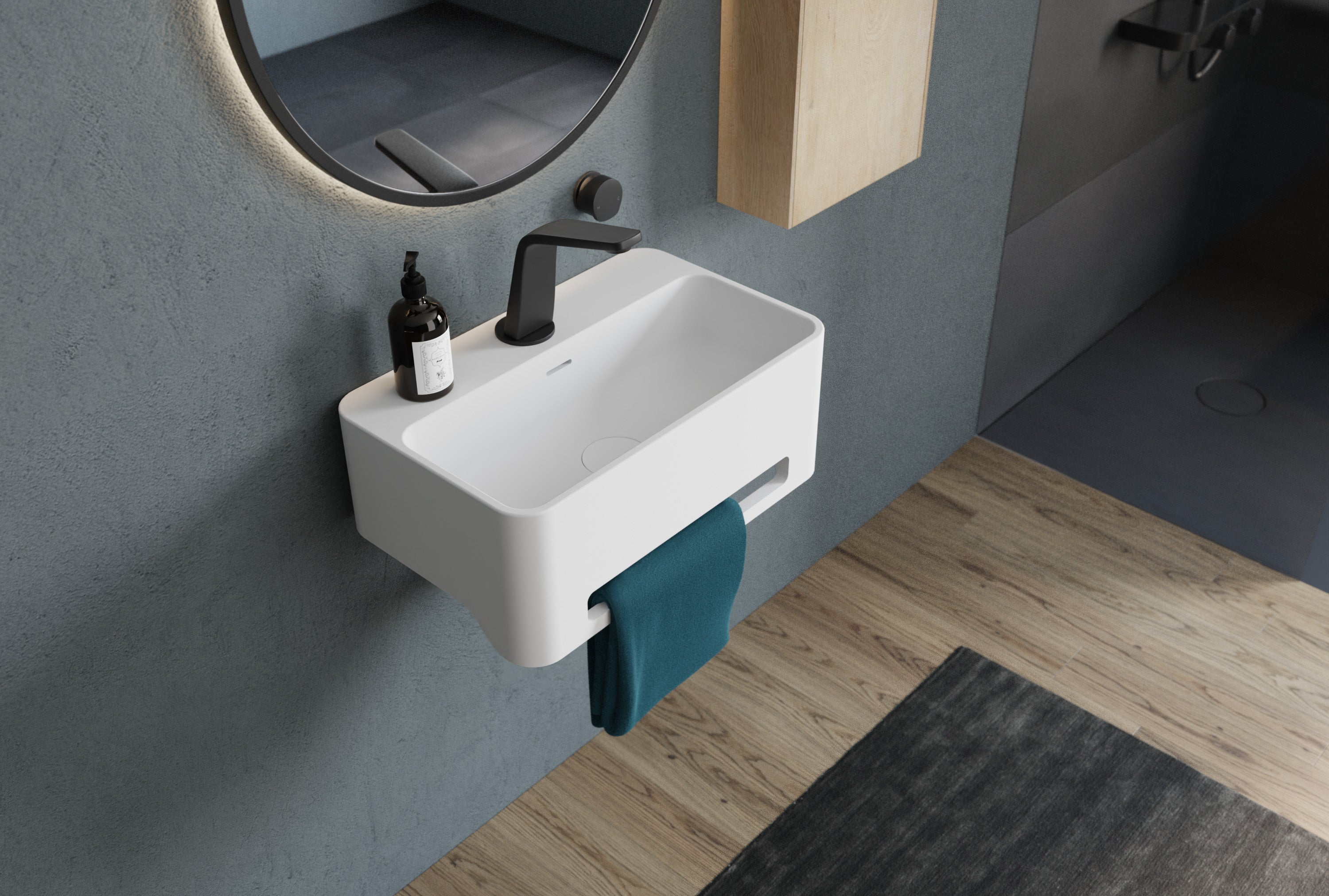 BERNSTEIN - Vasque / Lavabo mural rectangulaire Fonte minérale ...