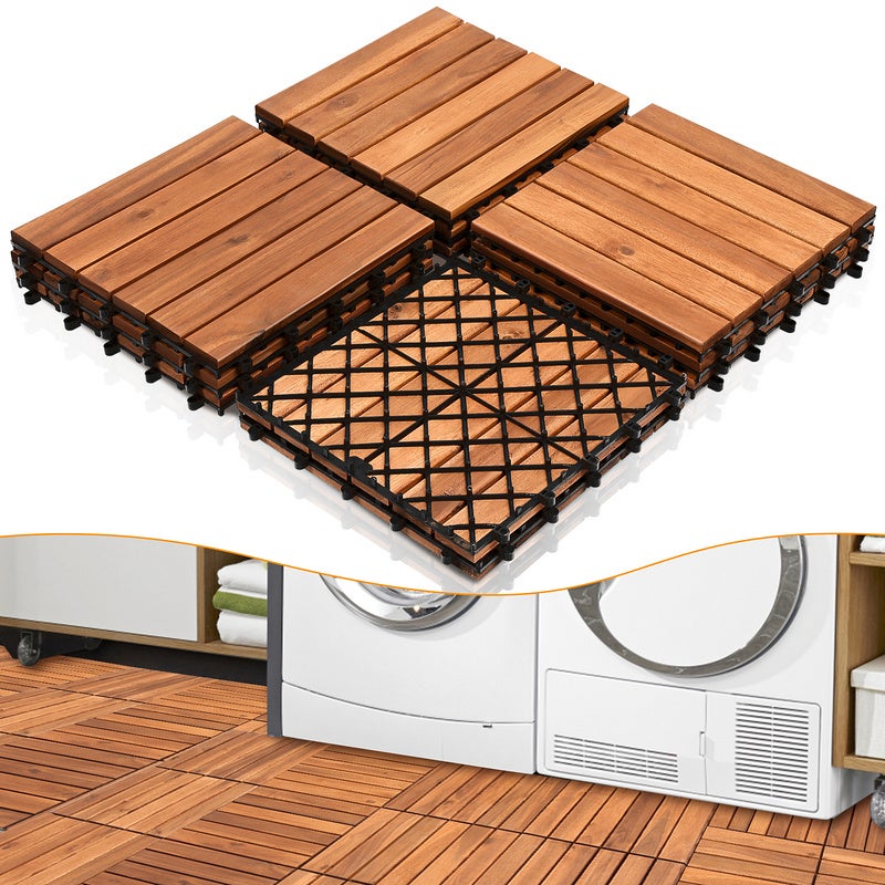 Piastrelle per terrazza in legno di acacia Mosaico 30 x 30 cm 2m² 22er ...