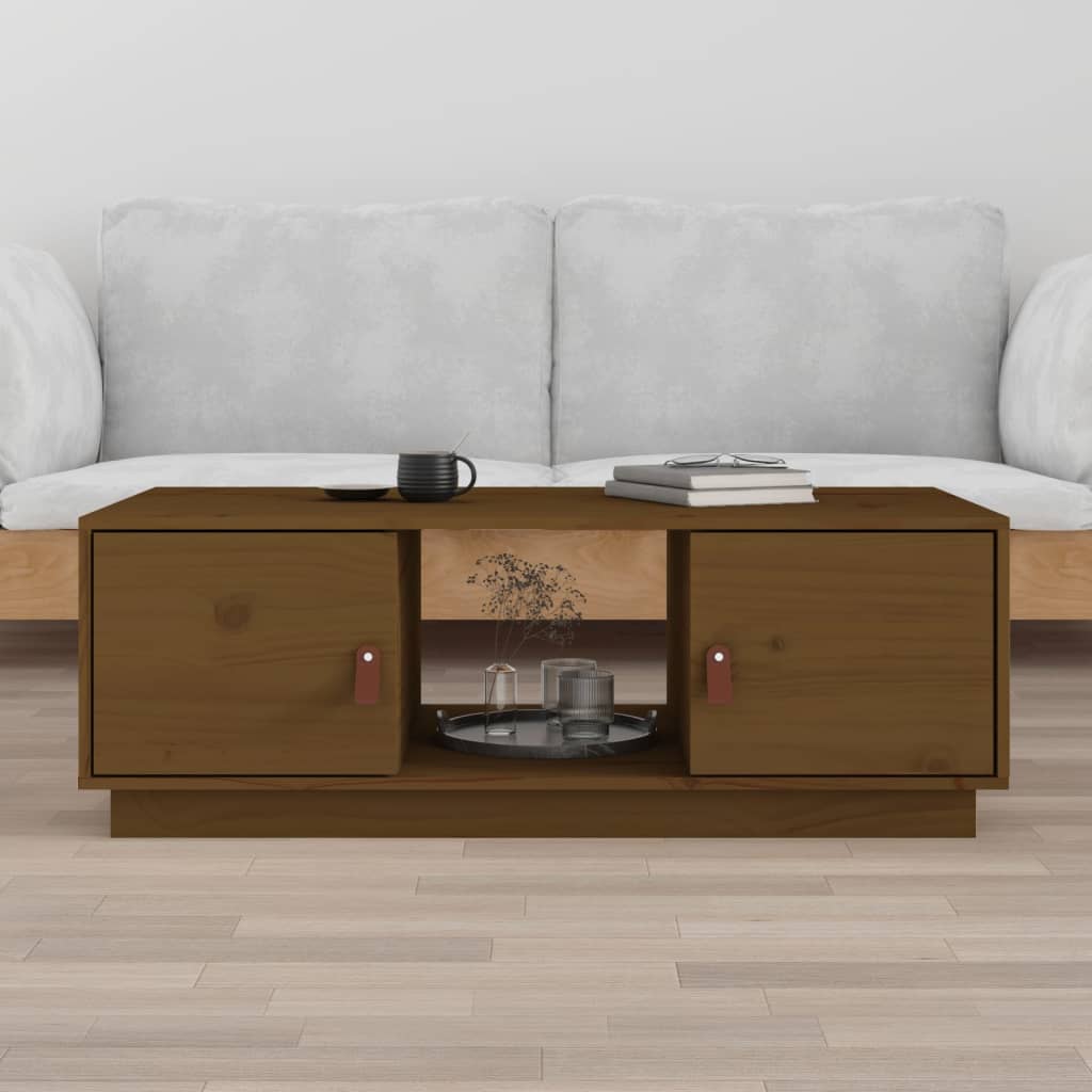Mesa de centro madera maciza de pino marrón miel 100x50x35 cm | Leroy Merlin