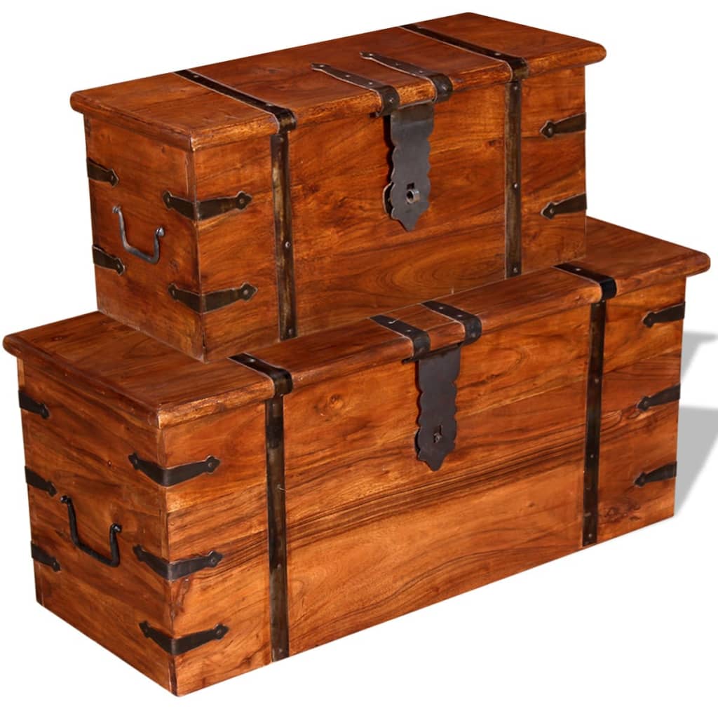 Set de baúles de almacenamiento de madera maciza 2 piezas | Leroy Merlin