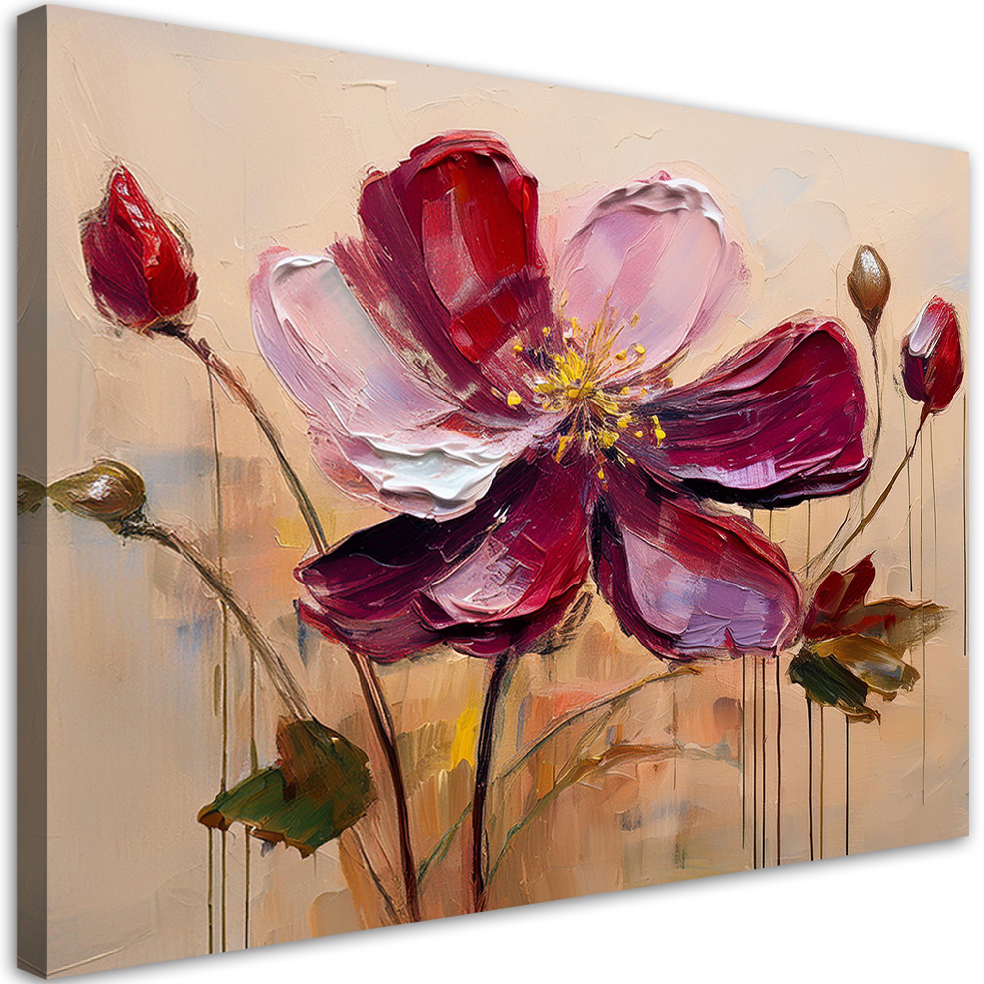 Cadre déco, Pivoine fleur rouge 100x70 | Leroy Merlin
