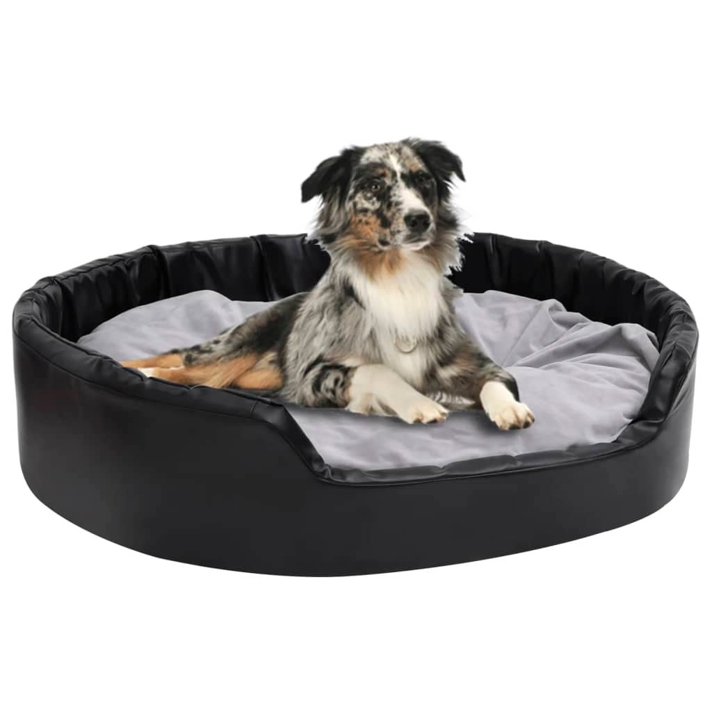 Lit chiens | Lit pour animal Noir et gris 99x89x21 cm Peluche et ...