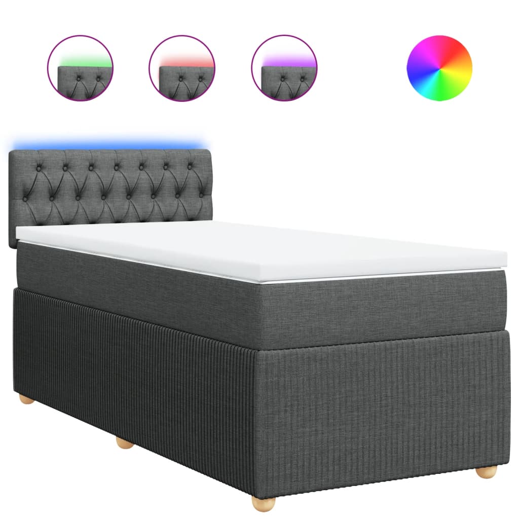 Cama box spring con colchón tela gris oscuro 90x200 cm | Leroy Merlin