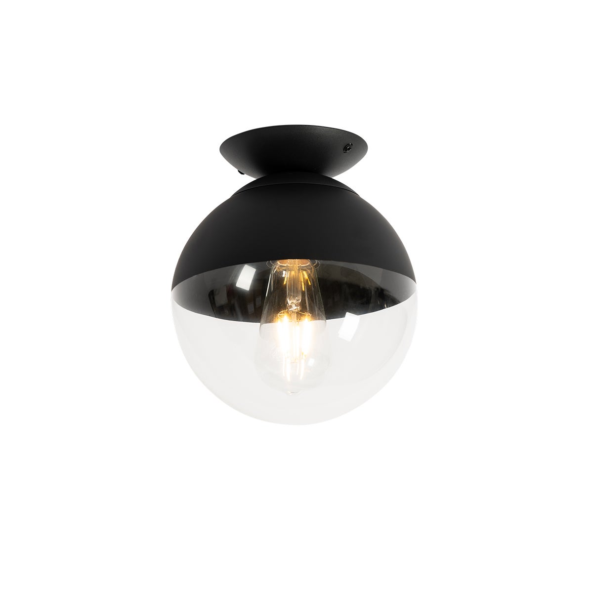 Plafón retro negro con cristal transparente - Eclipse | Leroy Merlin