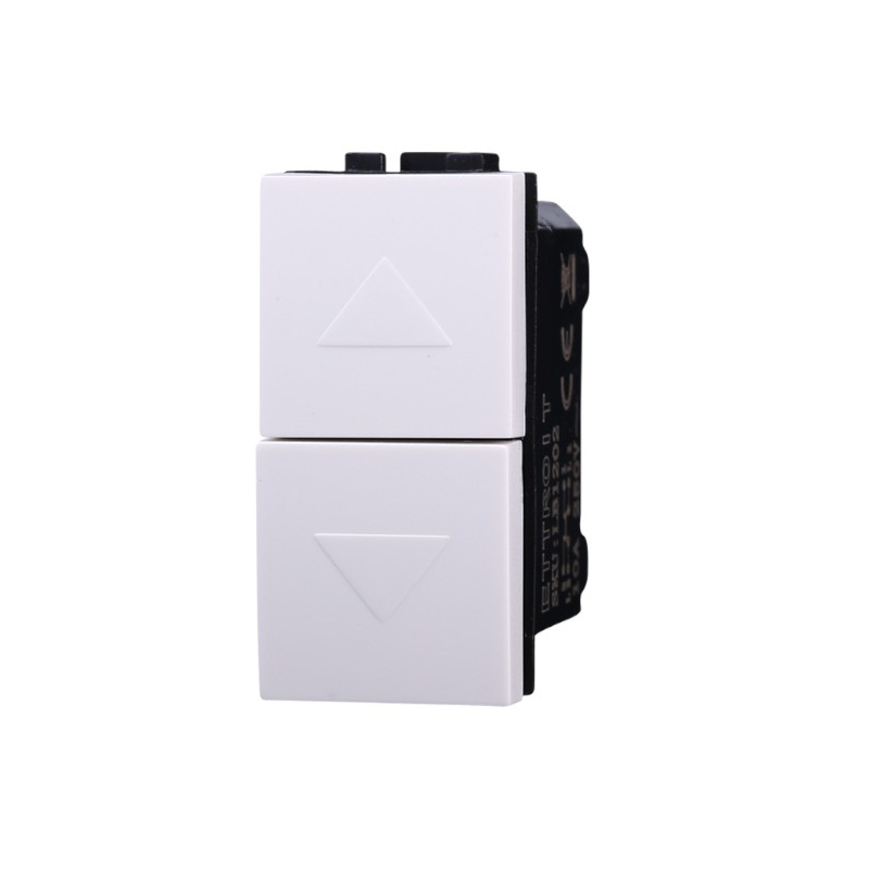 MODULO PULSANTE DOPPIO INTERBLOCCO SALISCENDI 1P + 1P 10A 250V BIANCO ...