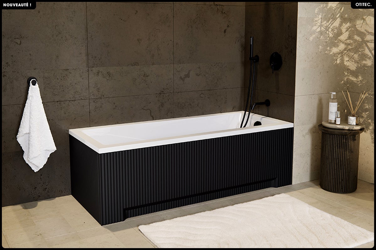 Baignoire rectangulaire - 150 x 70 cm - avec Tablier Noir Rainuré ...