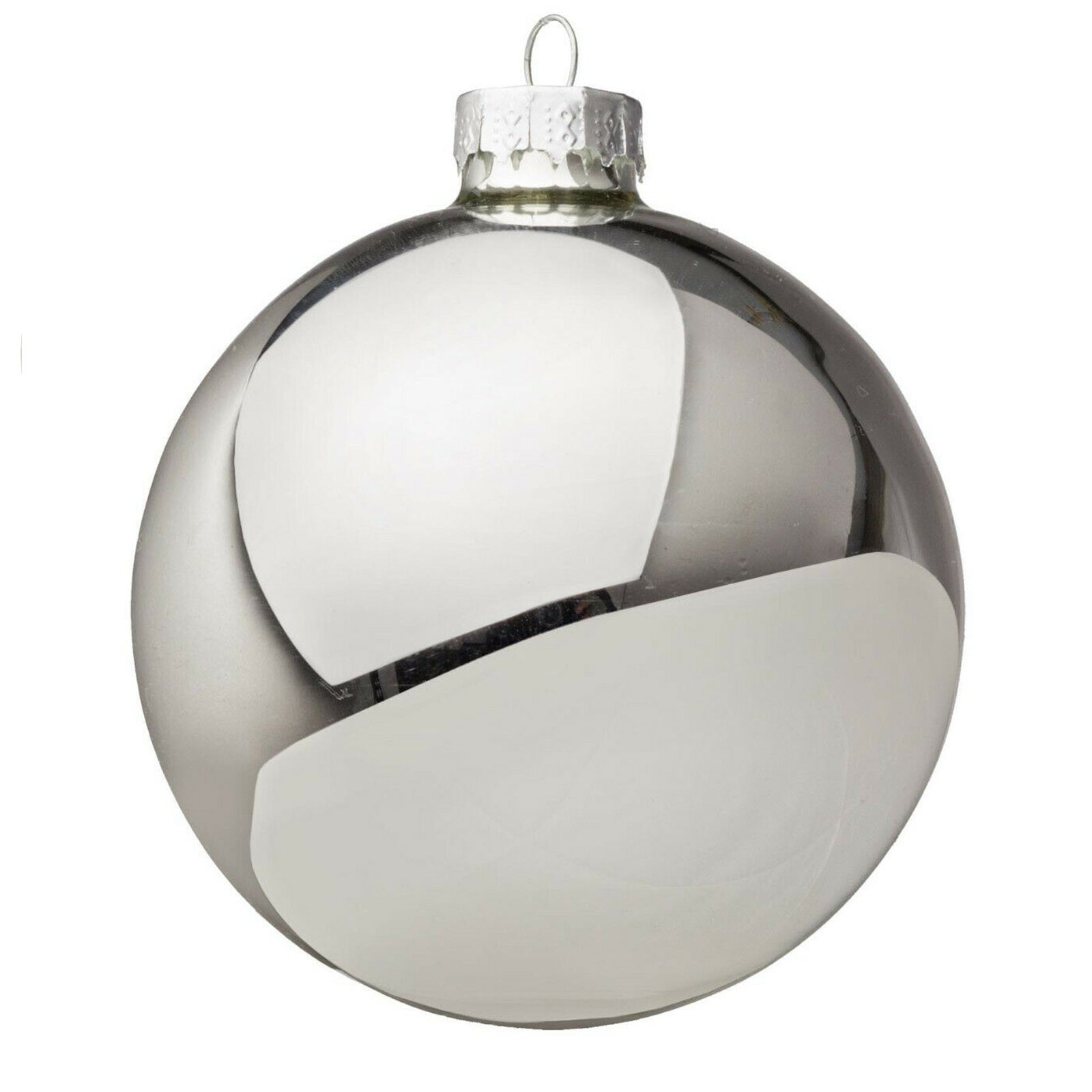 Boules de Noël en verre décoré de couleur argentée brillante / boules ...